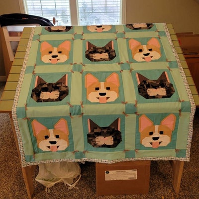 Corgi Quilt Block Pattern Dog Puppy PDF Instructions for 6 Inch, 12 ...