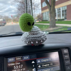 Amigurumi Alien and Ufo Car Rear View Mirror Accessories MADE TO ORDER ...