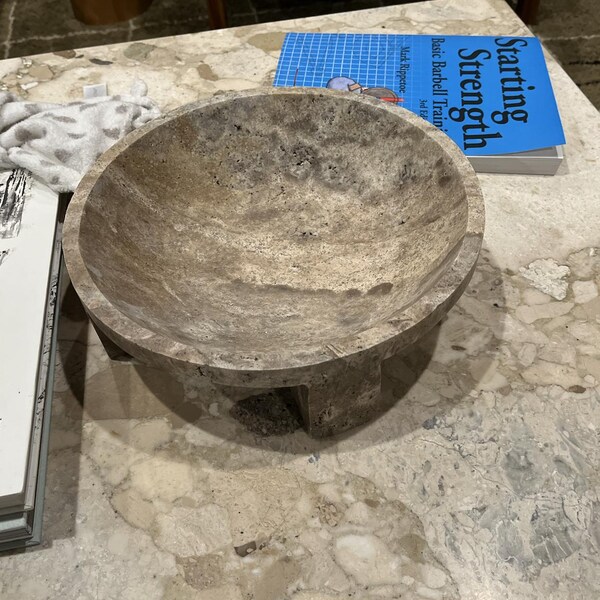 10" Travertine Tray-travertine Plate-catcher-hand Made -natural Stone ...