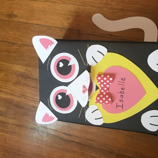 Cat Valentine Bag or Box Printable Decor Kit 3D Snout, Paws, Tail ...
