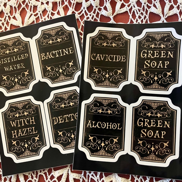 Cute Chrome Gothic Font Tattoo Bottle Label Sticker Sheet - Etsy