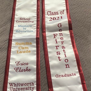 A Custom Graduation Sash and Stoles Graduation Gifts Satin | Etsy