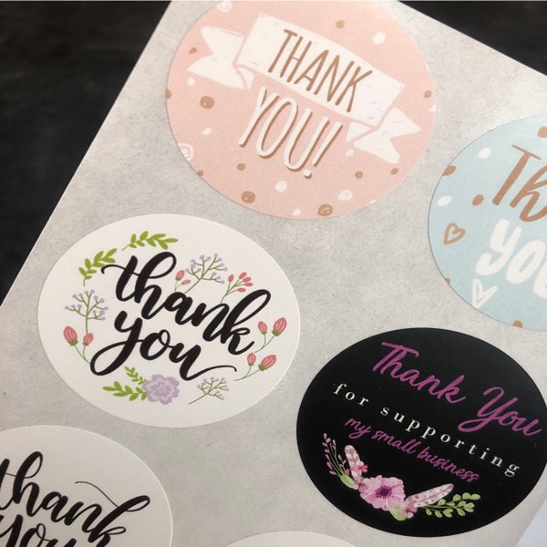 Thank You Labels , Thank You Stickers, Floral Thank You Labels Cute ...