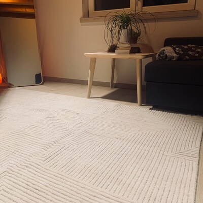 Inspired Ivory D.brown Boho Handmade Ribbed Rug Beni Ourain ...