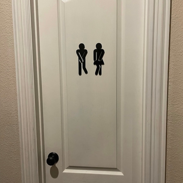 Funny Bathroom Sign Figures: Metal Restroom Decor - Set of 2 - Etsy