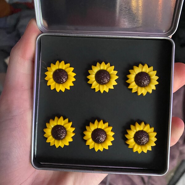 SUPER STRONG! Sunflower Decorative Magnets, Set of 6, Fridge Magnets ...