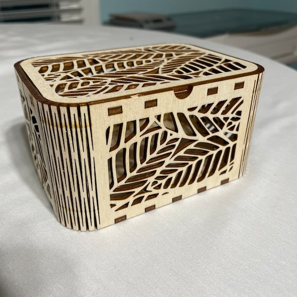 Decorative Wooden Box With Flowers & Leaves Pattern Laser Cut Jeweler ...