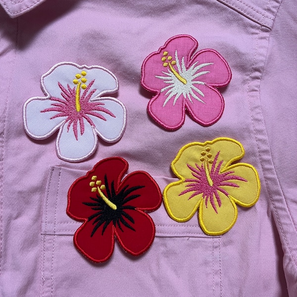 Embroidered Hibiscus Hawaiian Flower Iron on Patch Sunkissed Gold - Etsy