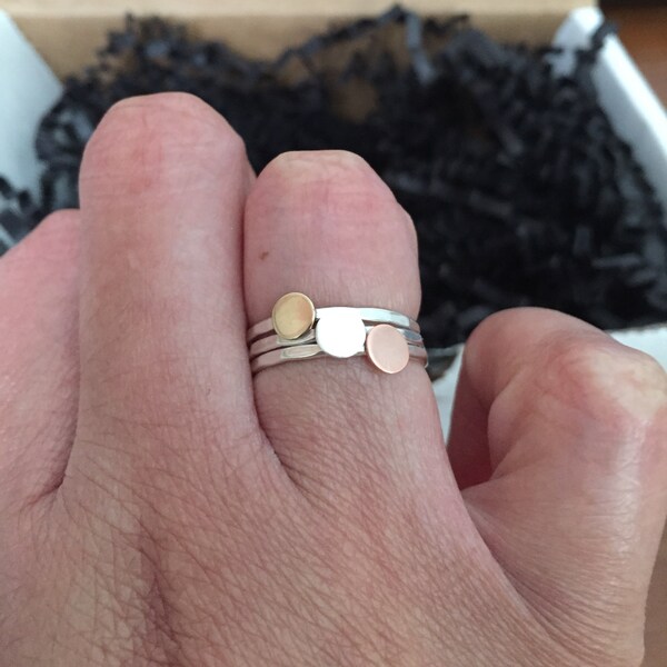 Silver Initial Stack Rings, Mothers Ring, Stack Bands, Custom Initial Ring, Sterling Silver, Set ...