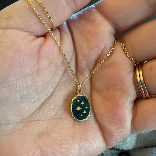 Celestial Necklace, Astrology Necklace, Dainty Gemstone, Gold Star ...