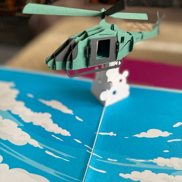 3D Helicopter Birthday Pop up Card - Father's Day Card - Pilot’s ...