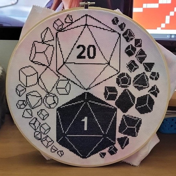 D20 Dice Cross Stitch Pattern, Dungeons and Dragons Cross Stitch PDF ...
