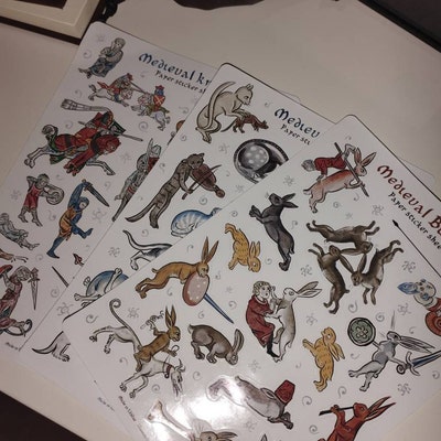 Sticker Sheet MEDIEVAL KNIGHTS Funny Whimsical Historical Stickers for ...