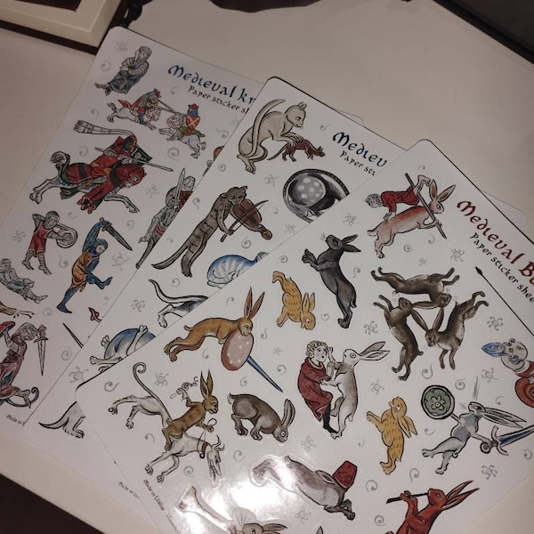 Sticker Sheet - MEDIEVAL KNIGHTS- Funny Whimsical Historical Stickers ...