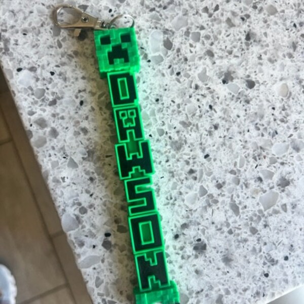 Minecraft Creeper Personalized Custom Name Tag, Keychain, Keyring ...