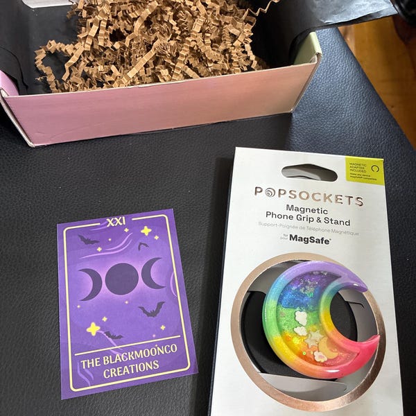 Rainbow Moon Shaker Popsocket: Wicca Resin Phone Grip - Etsy