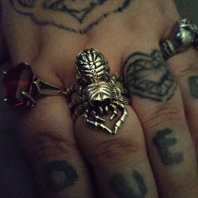 Giant Spider Ring 925 Sterling Silver Large Jumping Spider Black Onyx ...