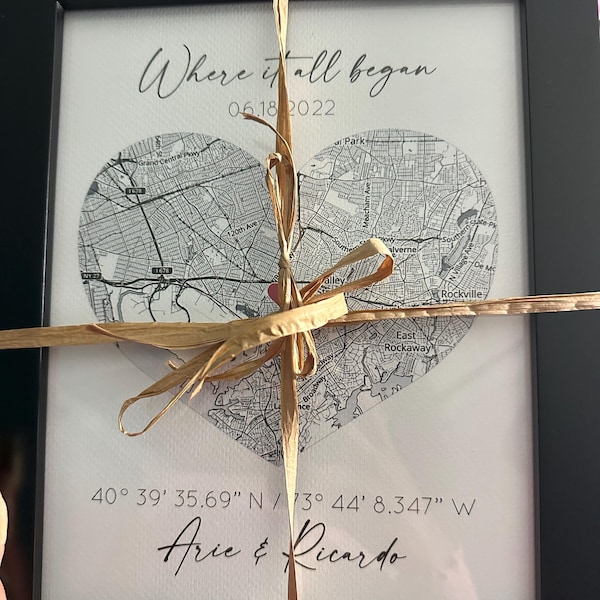 Where We Met Map, Personalized Couples Gift, Custom Map, Boyfriend Gift ...