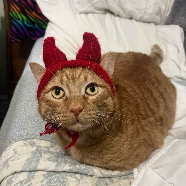 Devil Cat Hat, Devil Pet Costume, Devil Horns for Cats, Devil Costume ...