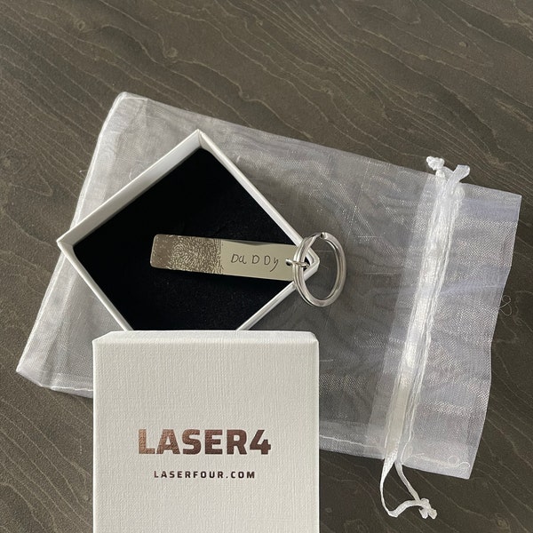 Personalised Fingerprint Slim Bar Keychain | Thumbprint | Actual ...