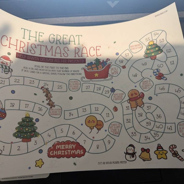 PRINTABLE Christmas Board Game | the Great Race | Xmas Family Party ...