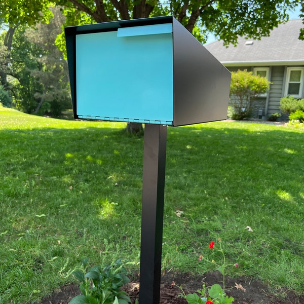 Modern Mailbox | Post Mount Mailbox | Black/robin Egg - Etsy
