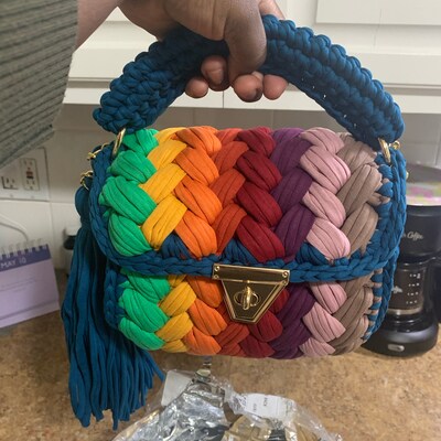 Multi Color Bag/hand Woven Bag/crochet Bag/knitted Bag/colorful Bag ...