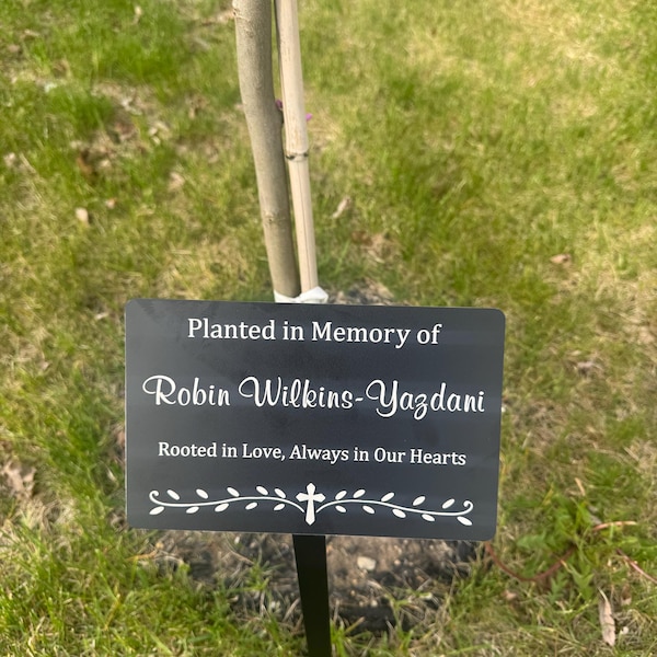 Tree Plaque Marker Metal Garden Sign 5x3" With 12" Stake, Metal Name ...