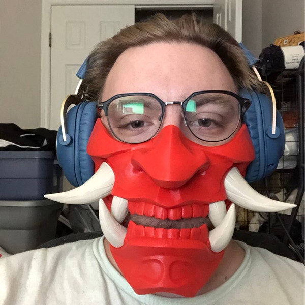 Japanese Hannya Half Mask Oni Demon Mask 3D Printed Samurai Mask - Etsy