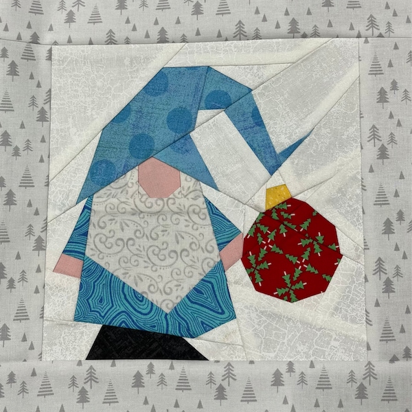 GNOME WITH ORNAMENT Paper Pieced Block Pattern in Pdf - Etsy