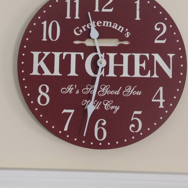 Red Kitchen Clock- Personalized Red Clock - Etsy