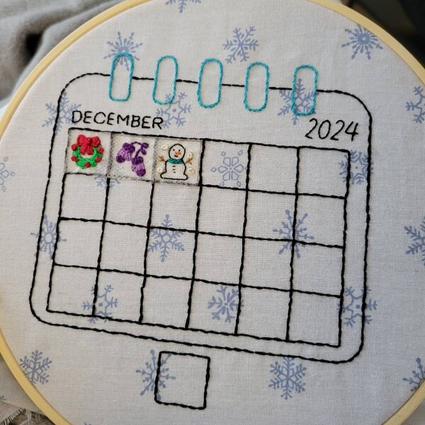 Advent Calendar Embroidery Pattern 2025 / December Digital Embroidery ...