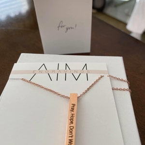 Bible Verse Necklace for Woman, Custom Vertical Bar Pendant, Bible ...