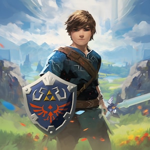 Custom Legend of Zelda Digital Portrait Personalized Video Game Gift ...