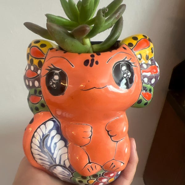 Hand Painted Mexican Talavera Mini Shoe Planter Pot in Brown and White ...