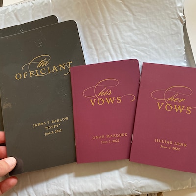 Vow Books, Wedding Vow Book, Vowbook Set, Vowbooks, Foil Vow Booklet ...