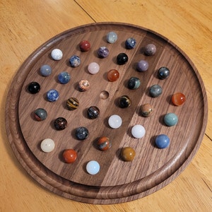 Solitaire Walnut Game Board With Mineral Marbles - Etsy