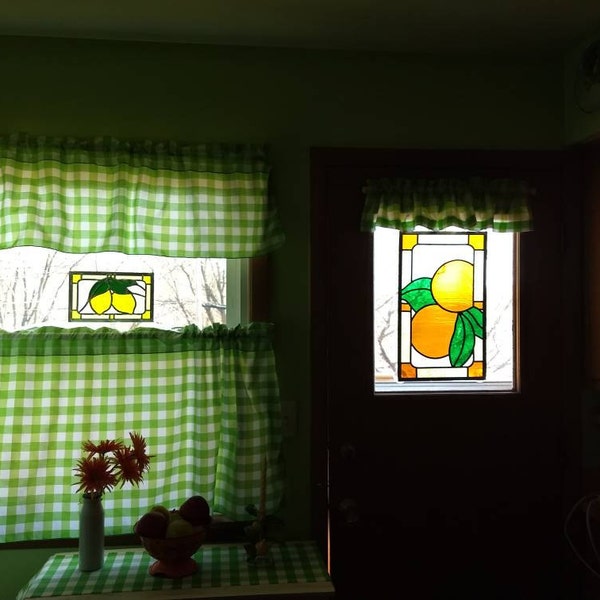 Retro Citrus Fruit Stained Glass Panel - Etsy