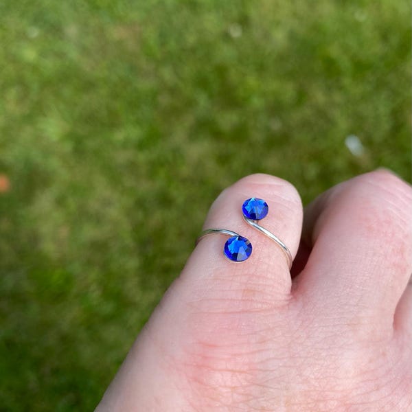 Sapphire Toe Ring Adjustable Toe Rings Blue Crystal Toe Ring Holiday ...