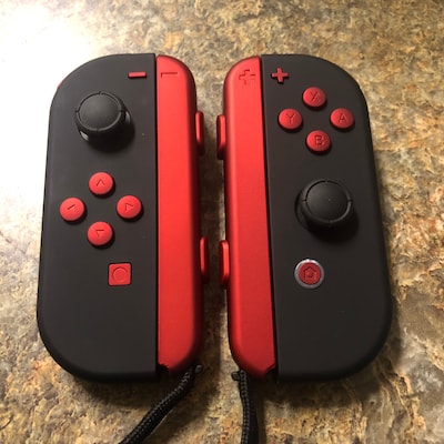 New Nintendo Switch Custom Black Joycons With Metallic Red Buttons and ...