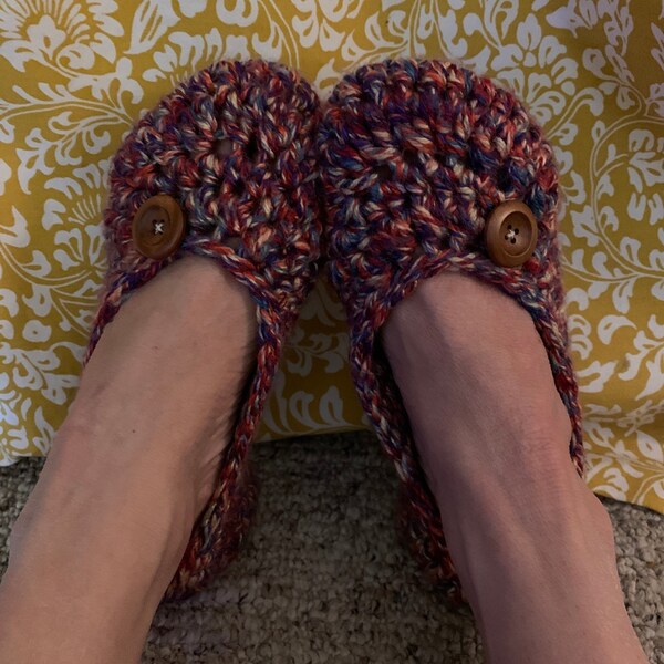 Women's Crochet Slippers - White With Blue Roses - Handmade Crochet ...