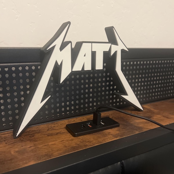 3d Printed Personalized Metal Rock Name Plate I 70s 80s I Desk Sign I ...