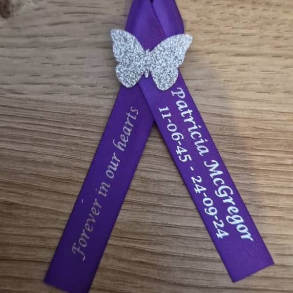 Personalised Funeral Ribbons. Handmade Funeral Favours .ready Made ...