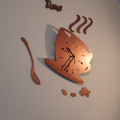 Large Wall Clock to Kitchen Watch Modern Clock Metalic Copper Gift Wall ...