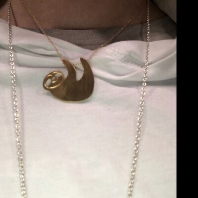 Gold Sloth Necklace, Hanging Sloth Pendant on Goldfilled Chain, Sloth ...