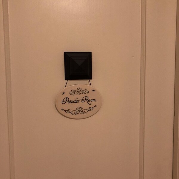 Powder Room Sign, Door Sign, Toilet Sign, Hanging Bath Sign, WC Sign ...