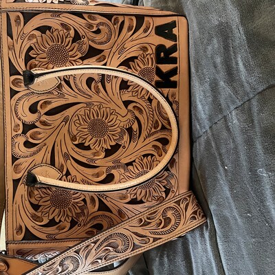 Tooled Leather Briefcase. Laptop Briefcase. Vintage Leather - Etsy