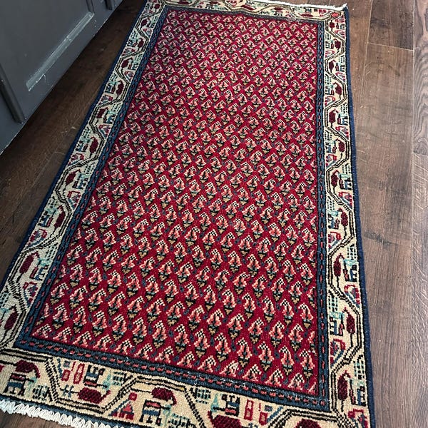 7x10 Vintage Rug, Turkish Rug, Red Rug, Area Rug, Anatolian Oushak Rug ...