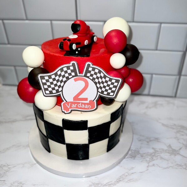 Race Car Cake Decorations, Fondant Race Cars and Race Track, Number ...