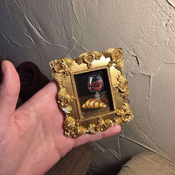 Hand-painted Miniature Oil Painting of Tea Cup and Toast,0.79x1.18 ...